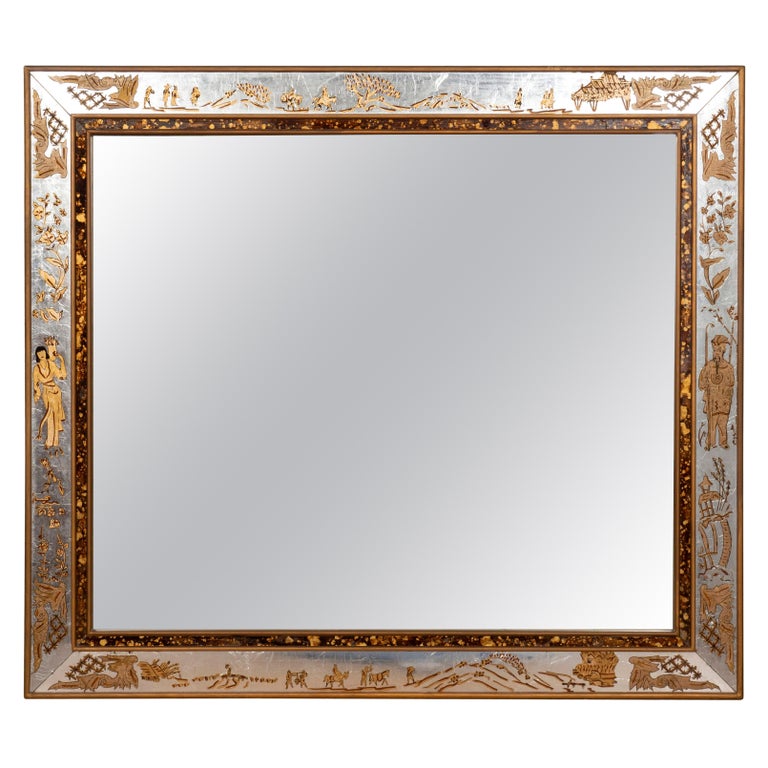 Vintage Reverse Painted Mirror For Sale at 1stDibs | vintage painted mirror