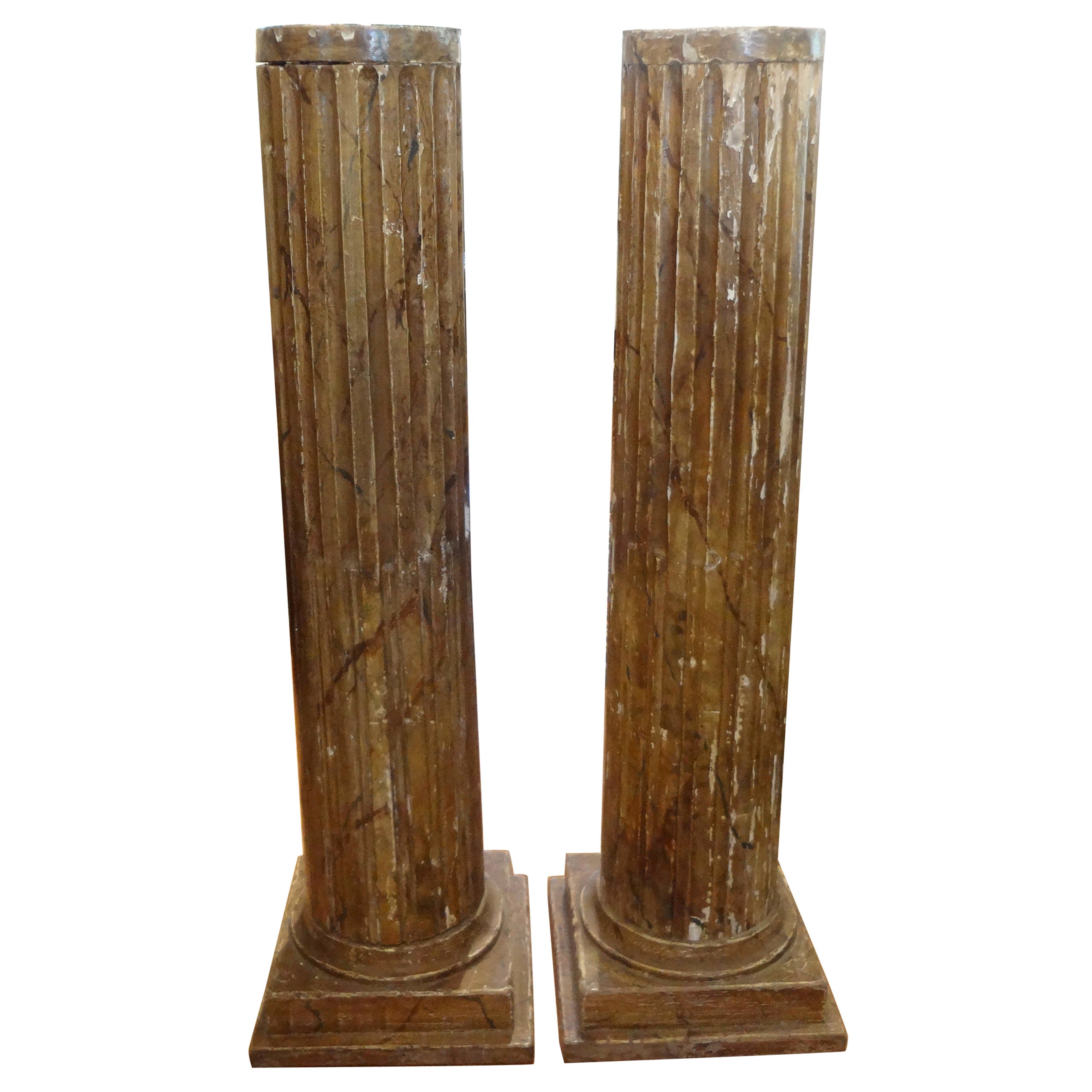 18th Century Baroque Column Pedestal , feline legs bronze tripod and ...