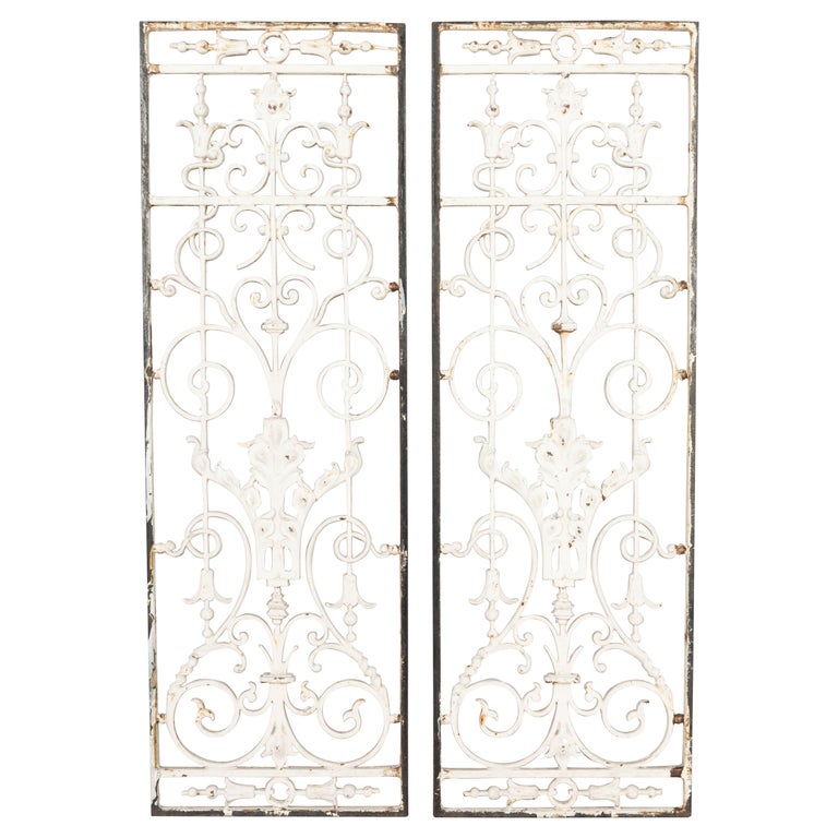 19th Century French Cast Iron Grilles, a Pair For Sale at 1stDibs