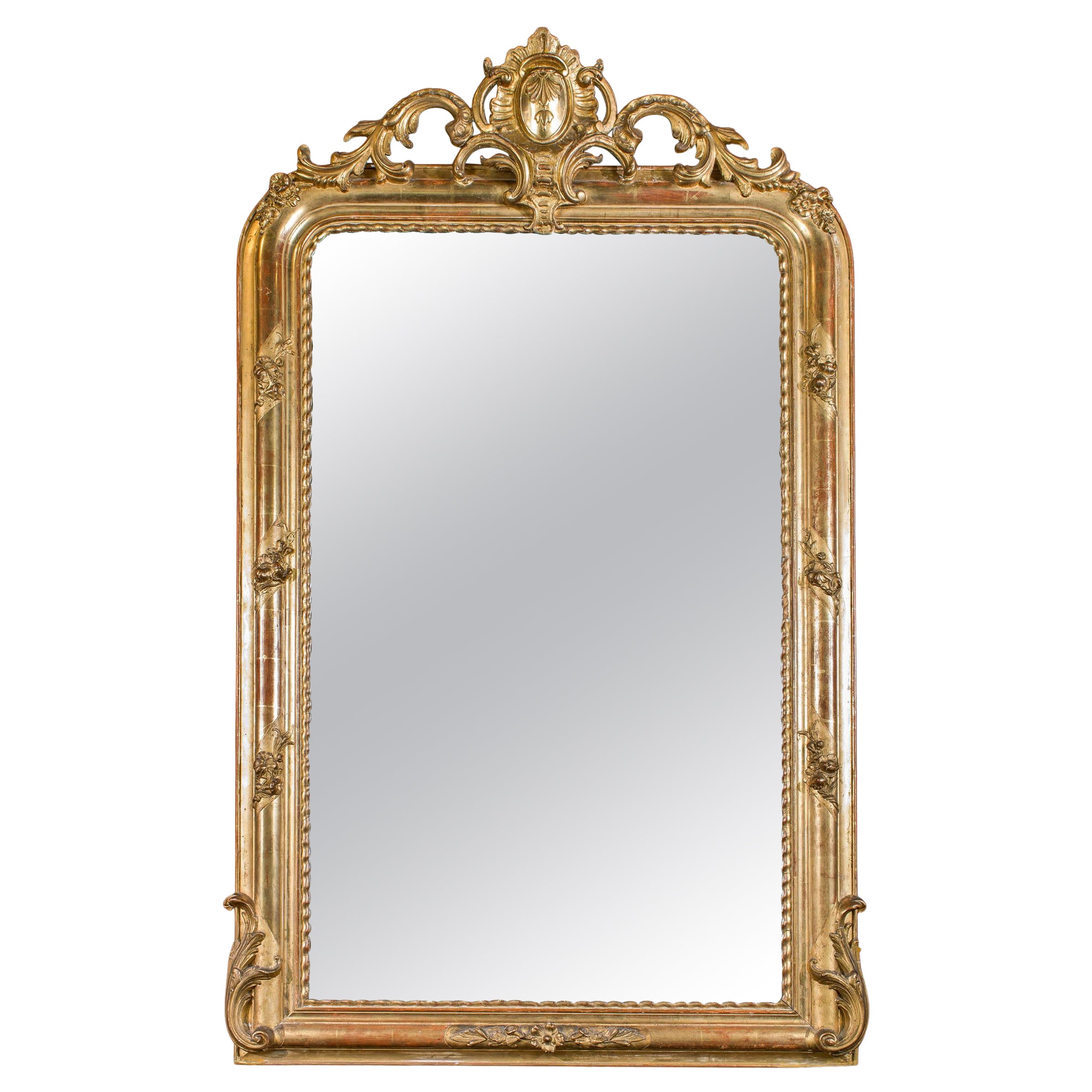 American Antique Long Horizontal Overmantel Mirror at 1stDibs