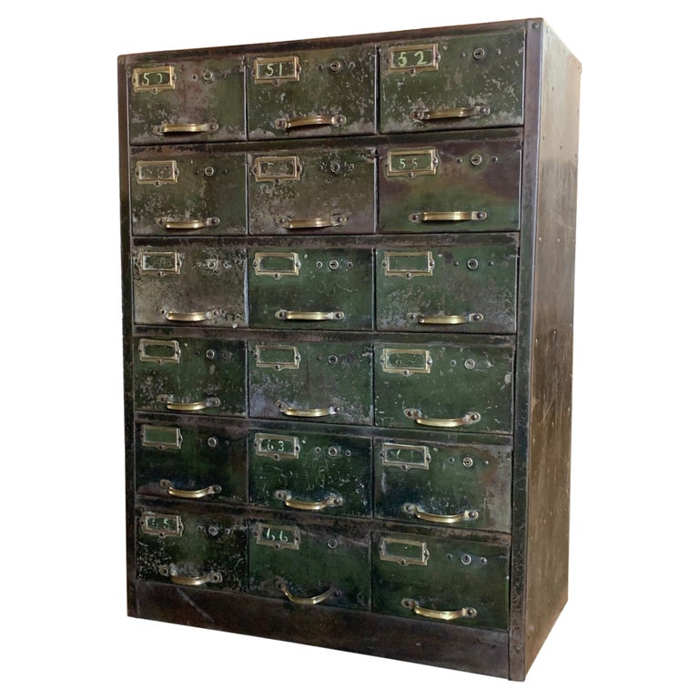 Industrial Bank of Metal Drawers at 1stDibs