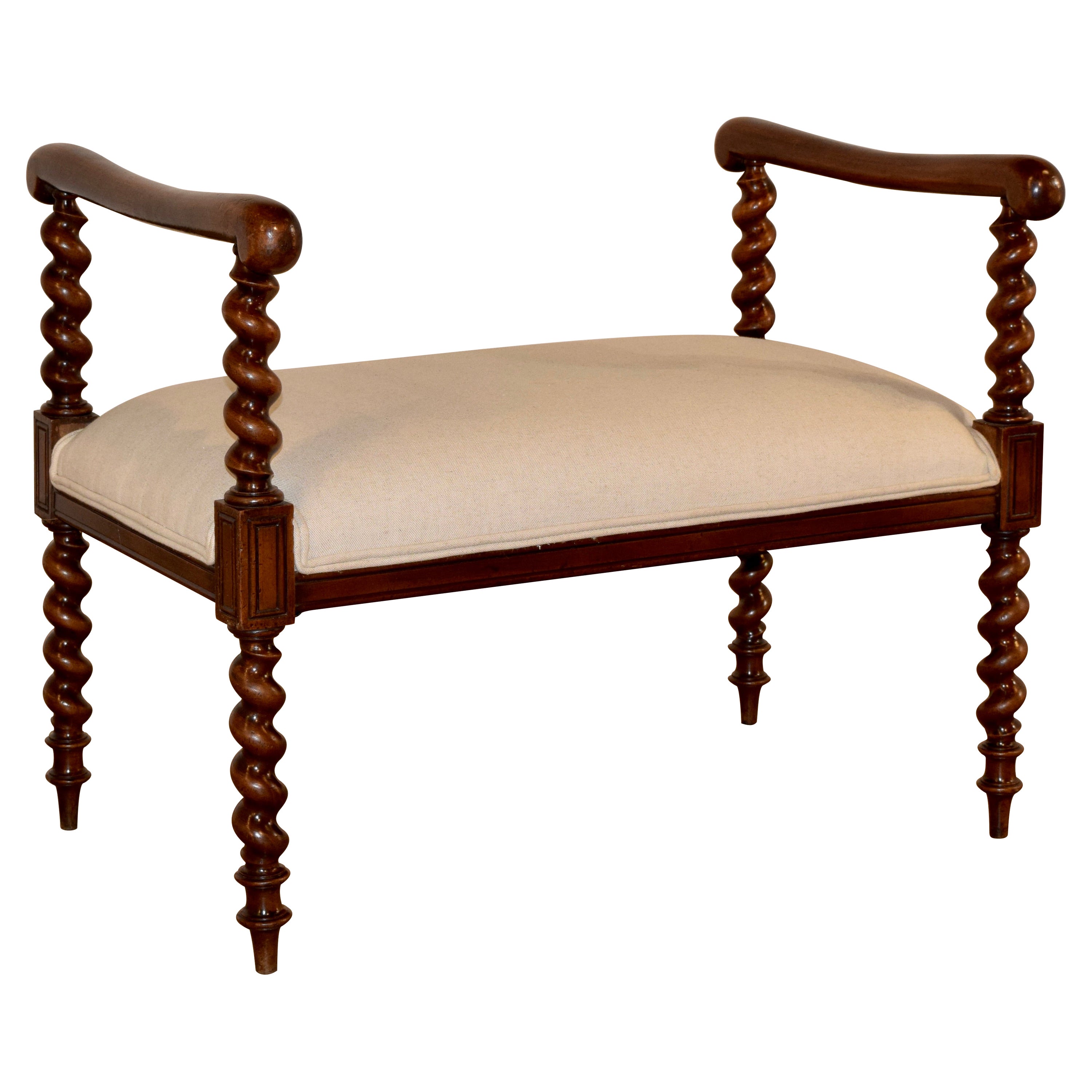 19th c French Barley Twist Leg Bench at 1stDibs