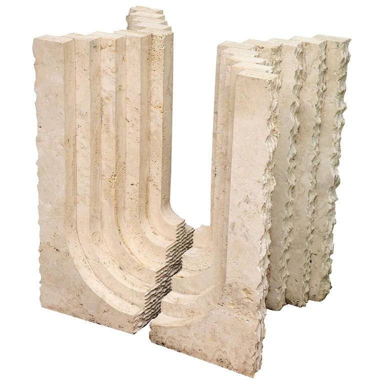 Paire de socles de table de salle à manger, console ou bureau en pierre ...