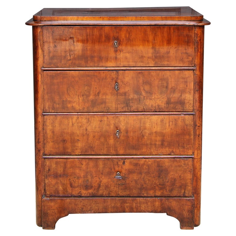 Small 19th Century German Walnut Chest of Drawers at 1stDibs