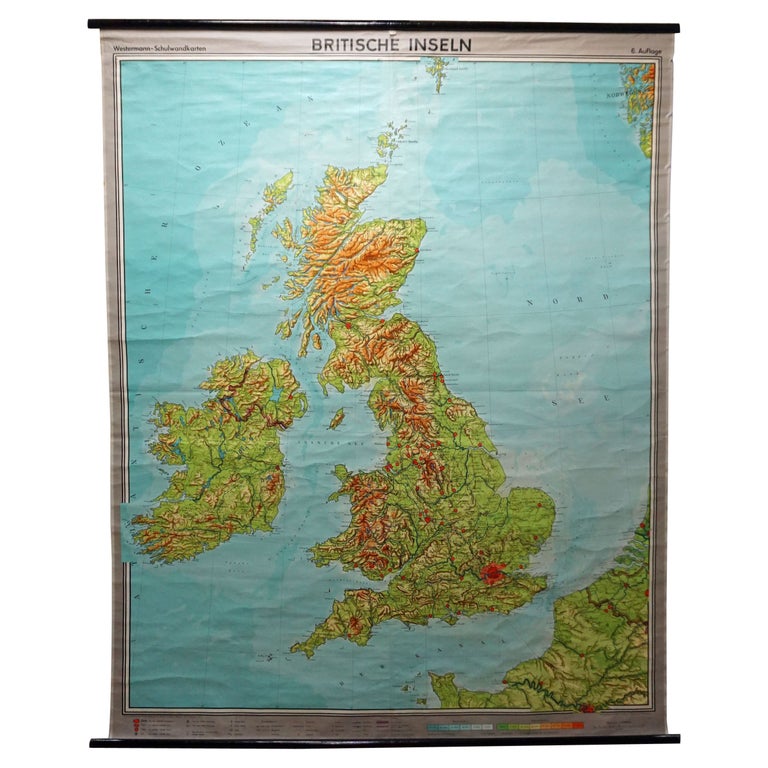 Map of Great Britain Ireland Rollable Wall Chart Mural Decoration ...