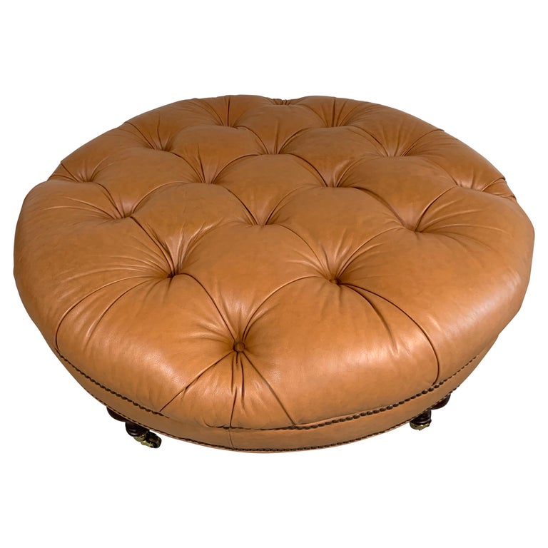 Chesterfield Style Leather Tufted Cocktail Ottoman By Pearson at 1stDibs