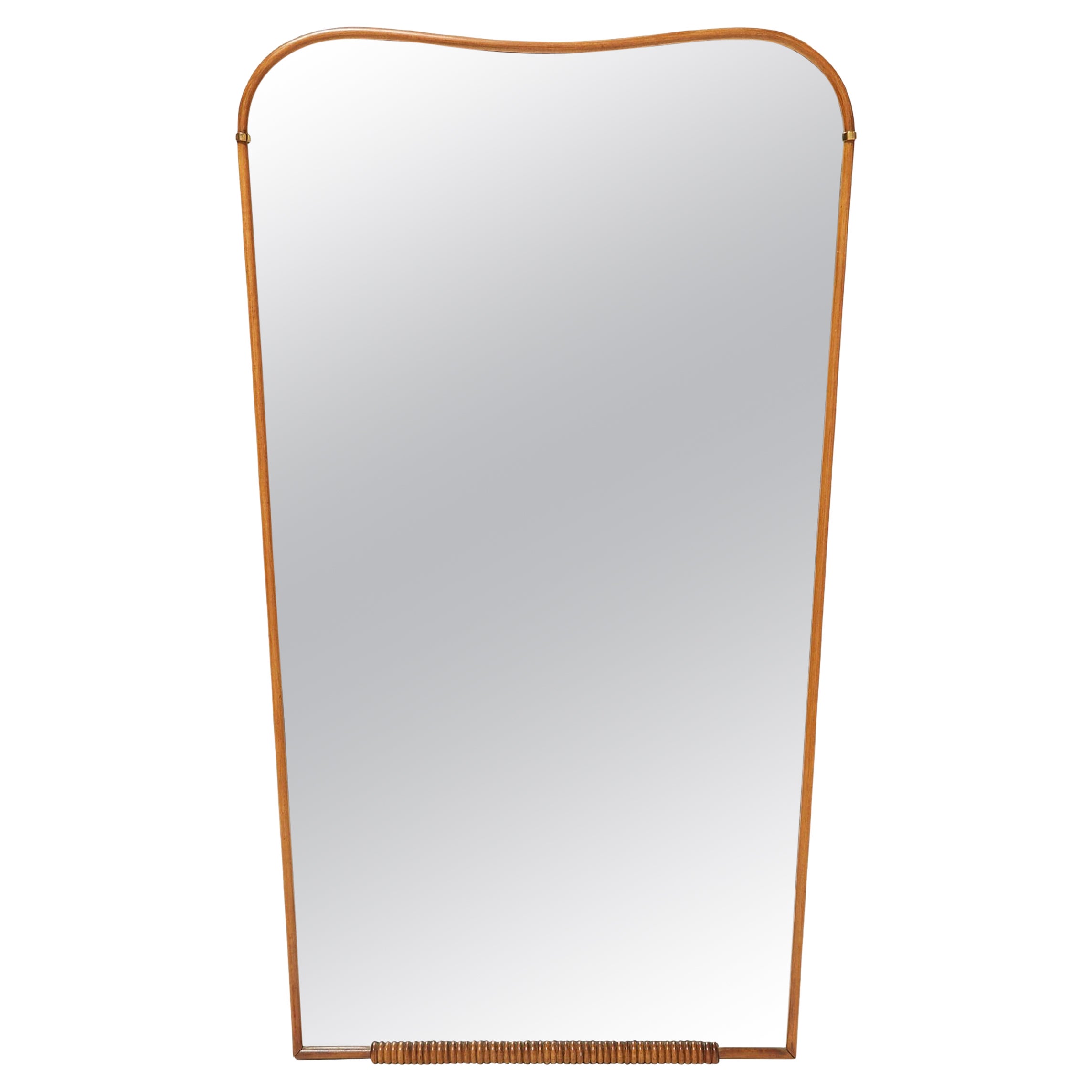 Vintage Curved Surrealist Wood Frame Mirror at 1stDibs