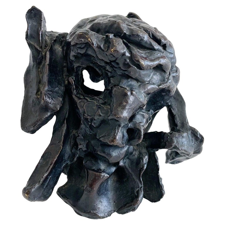 Mid Century Abstract Face Bronze Sculpture by Jean Robert Ipousteguy ...