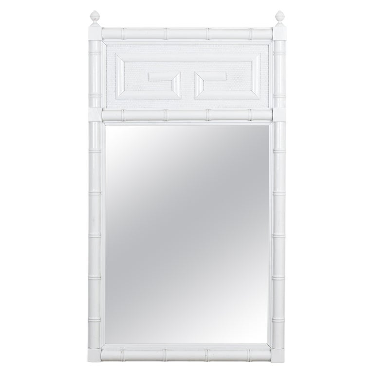 Faux Bamboo Asian Style Crème White Mirror For Sale at 1stDibs | white ...