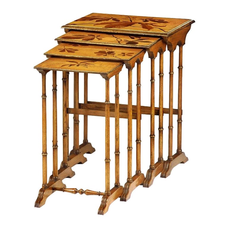Set of 4 Inlaid Nesting Tables by Emile Gallè For Sale at 1stDibs