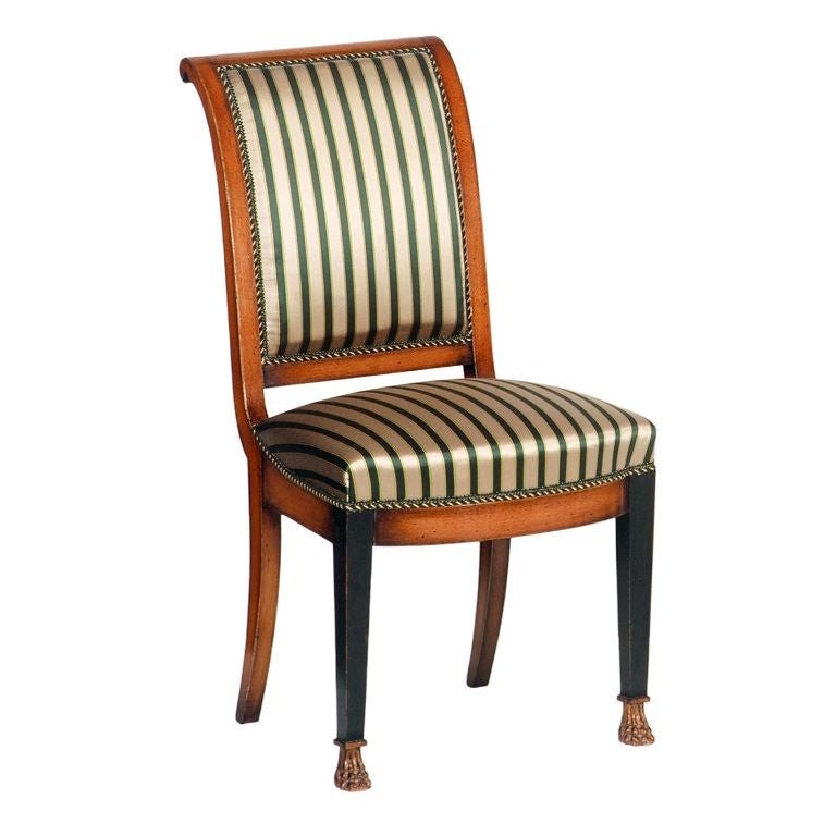 English Empire-Style Striped Beech Chair For Sale at 1stDibs