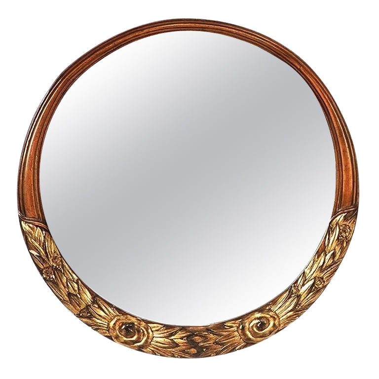 French Art Deco Round Mirror For Sale at 1stDibs