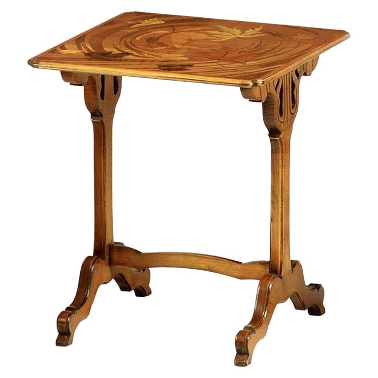 Art Nouveau Two Tiered Inlaid Top Table by Emile Galle, circa 1900 For ...