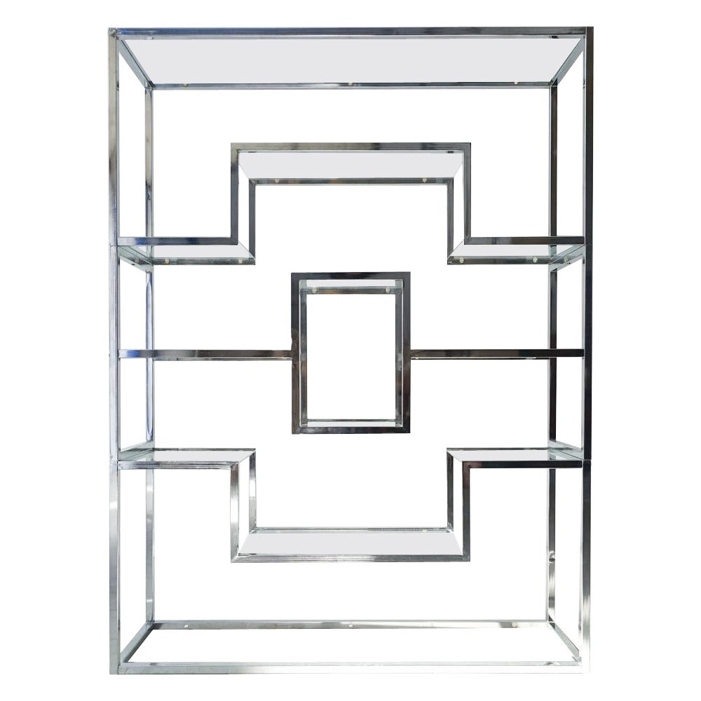 Wall-Mounted Shelving Unit in Chrome and Lucite, 1970s at 1stDibs
