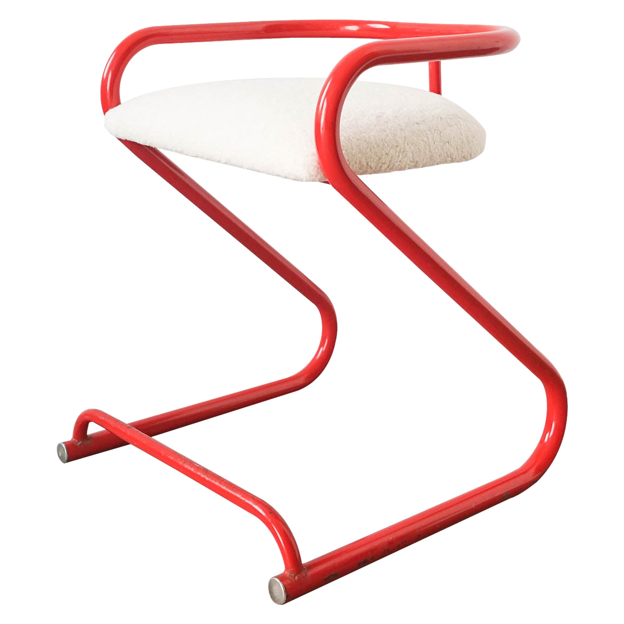 Pair of White Tubular Paperclip Bar Stools for Amisco at 1stDibs