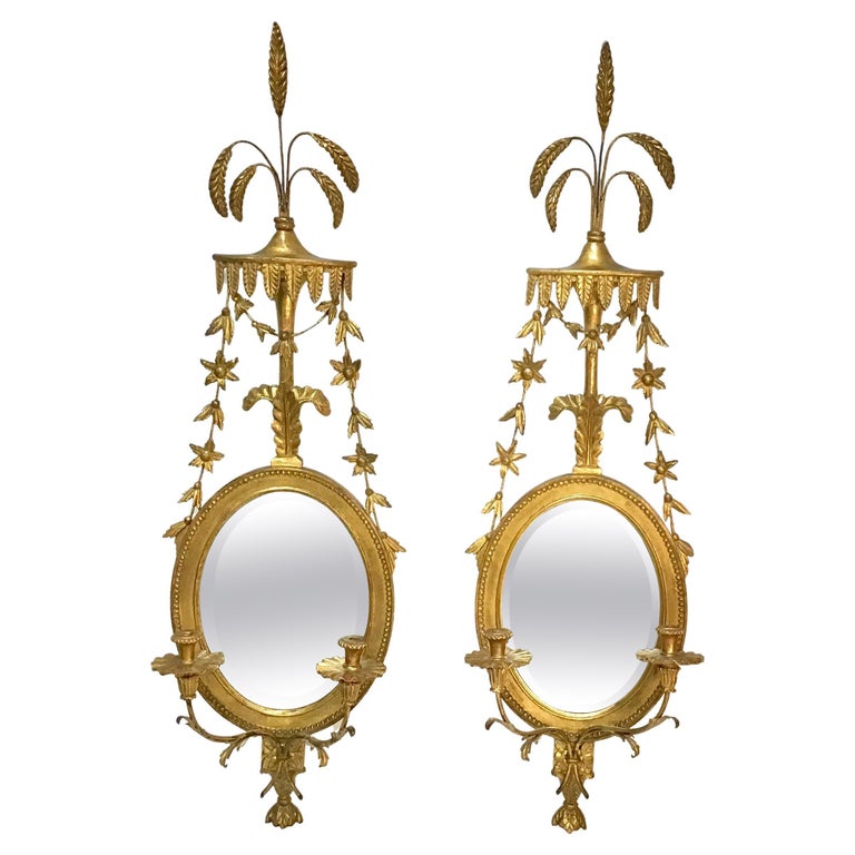 George III Style Giltwood Girandole Mirror, a Pair at 1stDibs