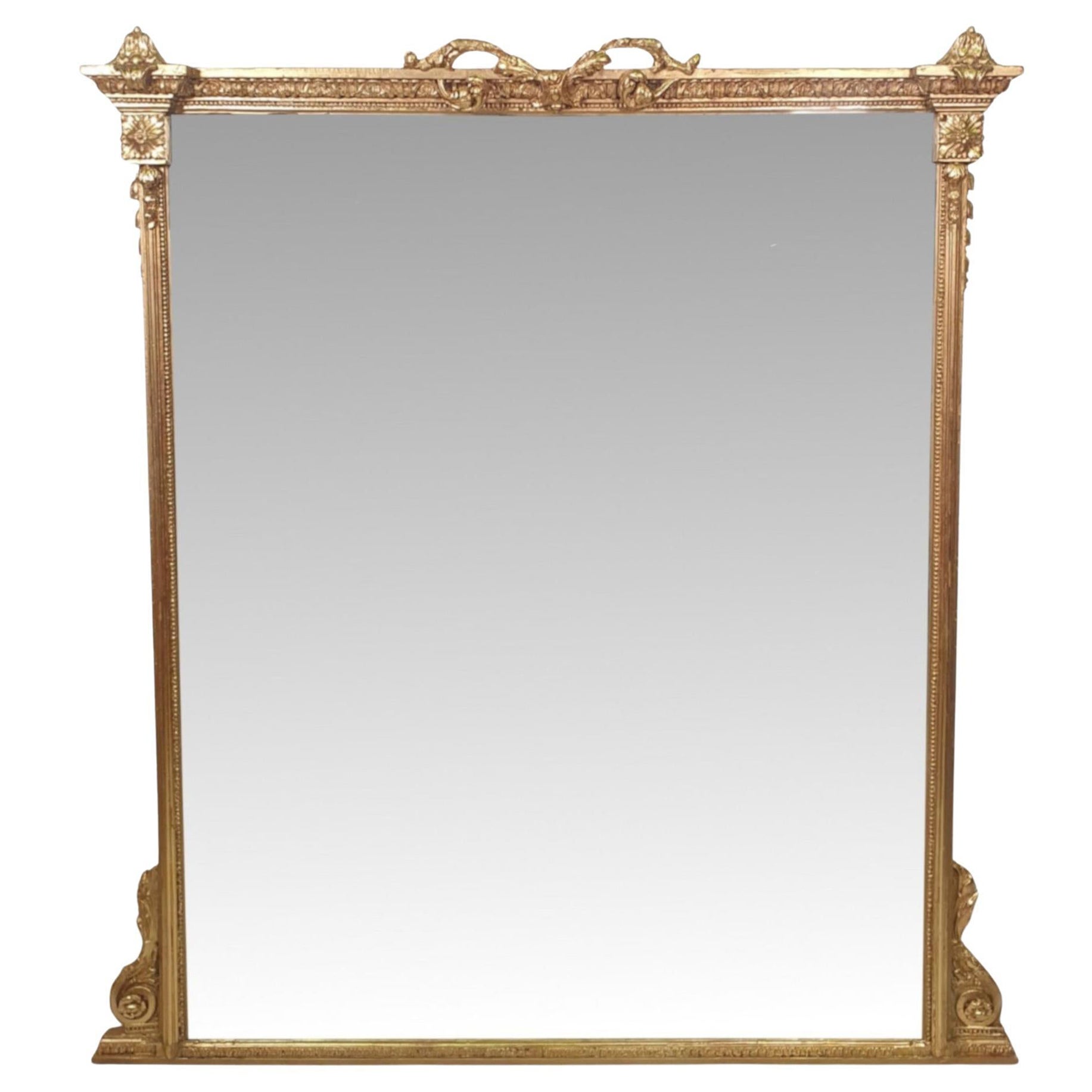 Fine Very Large Antique 19th Century Water Giltwood Arch Shaped Mirror ...
