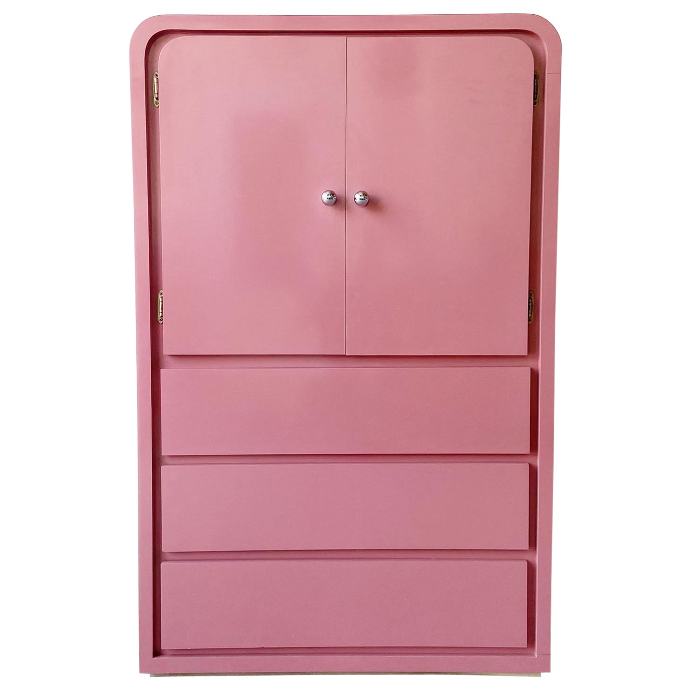 Postmodern Dark Pink Lacquer Laminate Waterfall Armoire For Sale at 1stDibs