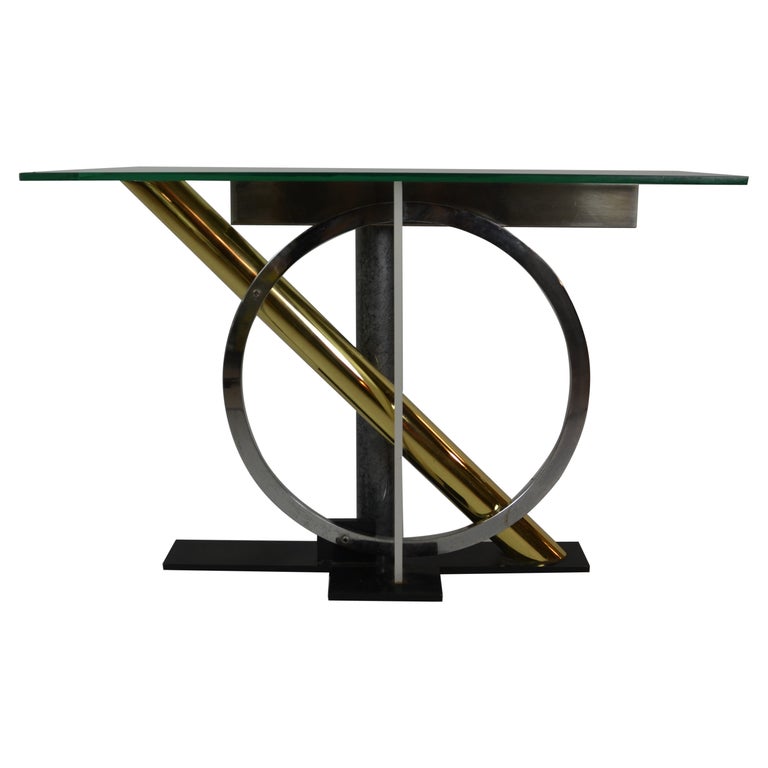 Italian Glass Top Console Table For Sale at 1stDibs