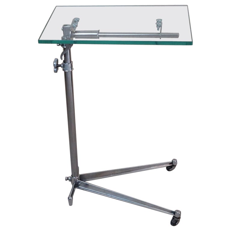 Vintage Industrial Polished Metal Adjustable Side Table, English, 1940s ...