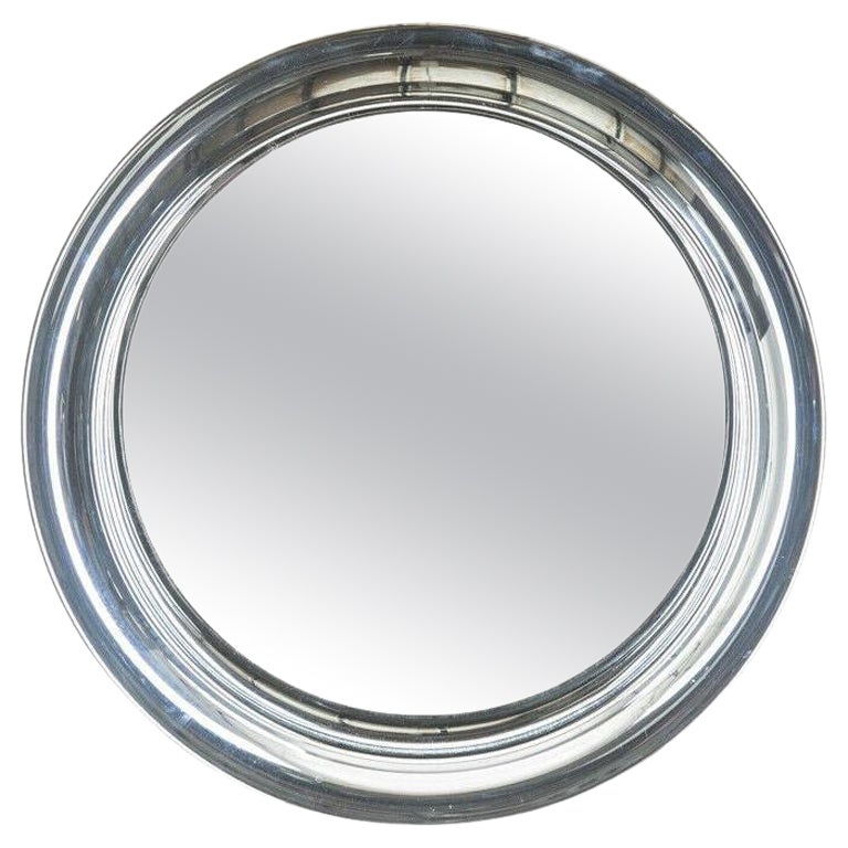 70s Vintage Round Mirror in Chrome metal Italian Design at 1stDibs