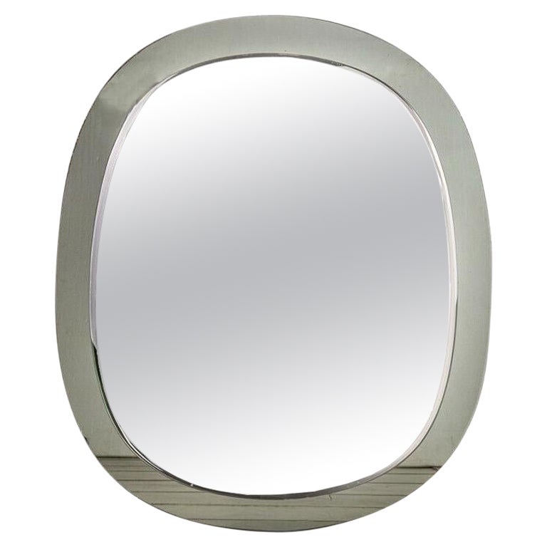 1960s Italian Design Mirror Very Iconic Blue Crystal Curved Edges Glass ...