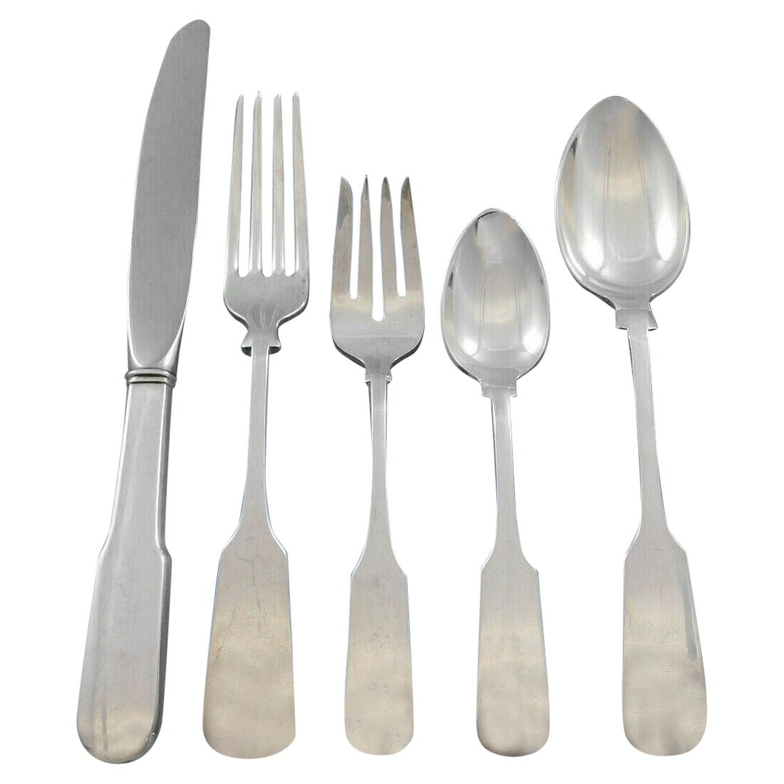 Queens English Sterling Silver Flatware Set 12 Service 115 Pcs Dinner A ...