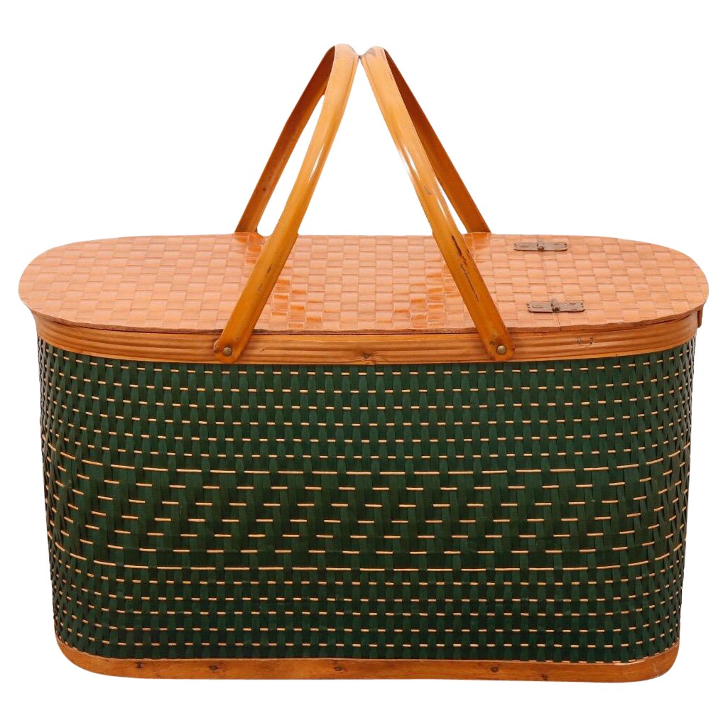 FOOTBALL SHAPED WICKER PICNIC BASKET at 1stDibs