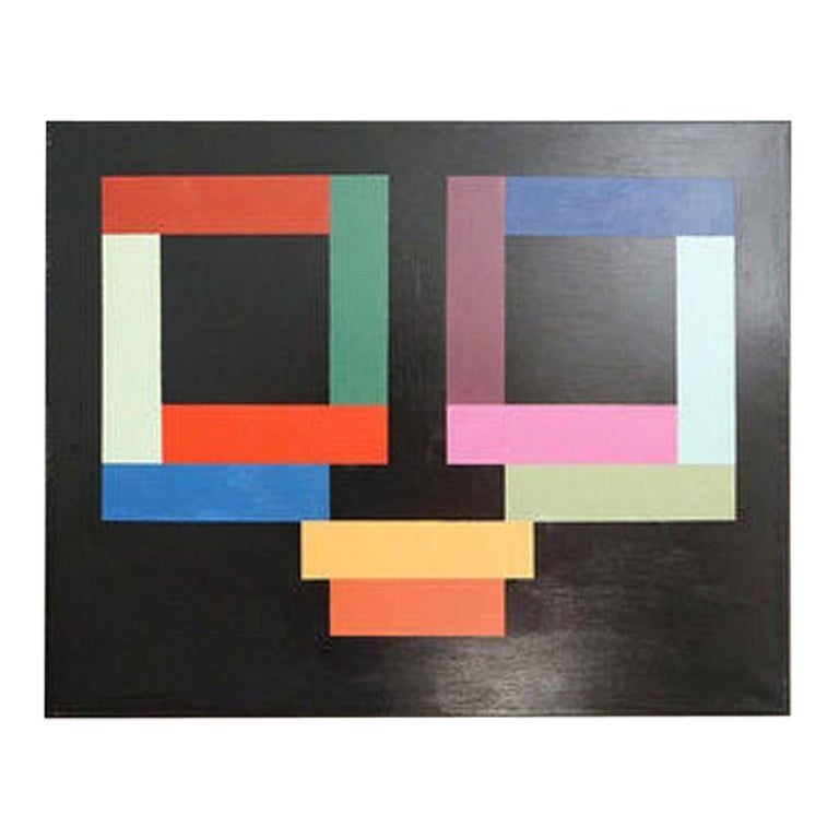 Large Abstract Minimalist Composition, Original Vintage Oil on Canvas ...