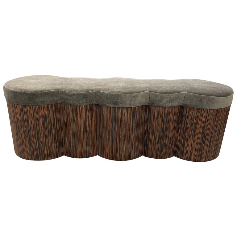 Custom Macassar Ebony and Wool Mohair Bench For Sale at 1stDibs