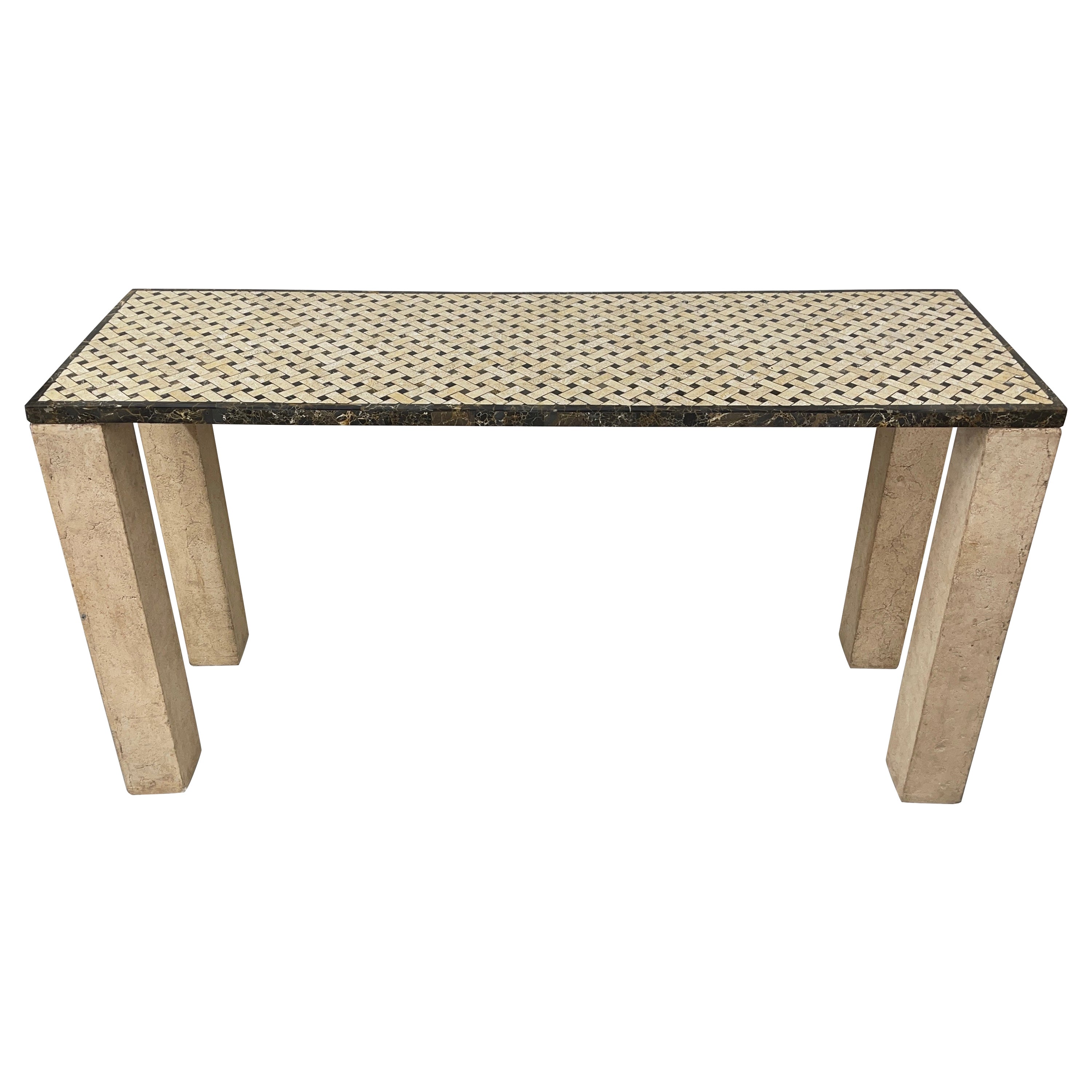 Dual Sided Low Bookcase Console Table Inlaid Top Theodore Alexander ...