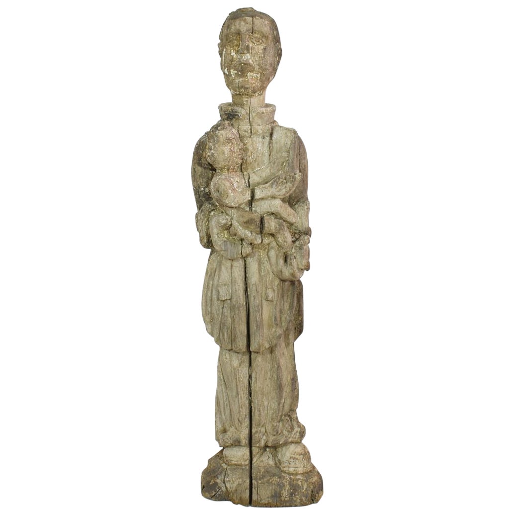 18th Century Hand Carved Wooden Statue of Madonna at 1stDibs