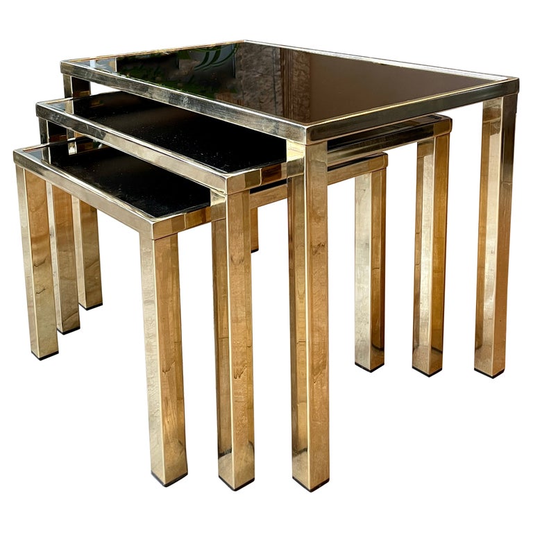 Set of Gold Plated Nesting Tables by Belgo Chrome For Sale at 1stDibs