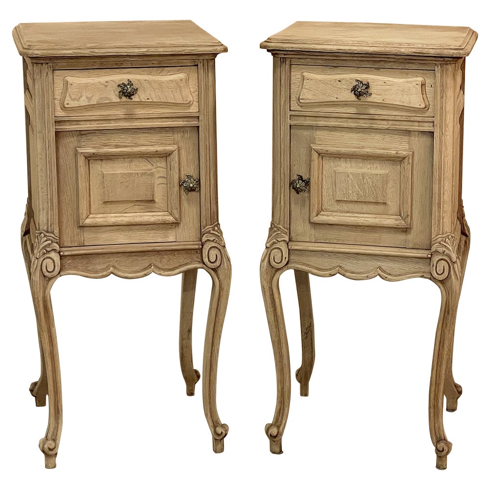 Davis Cabinet Company French Country Oak Marble-Top Nightstand Tables ...
