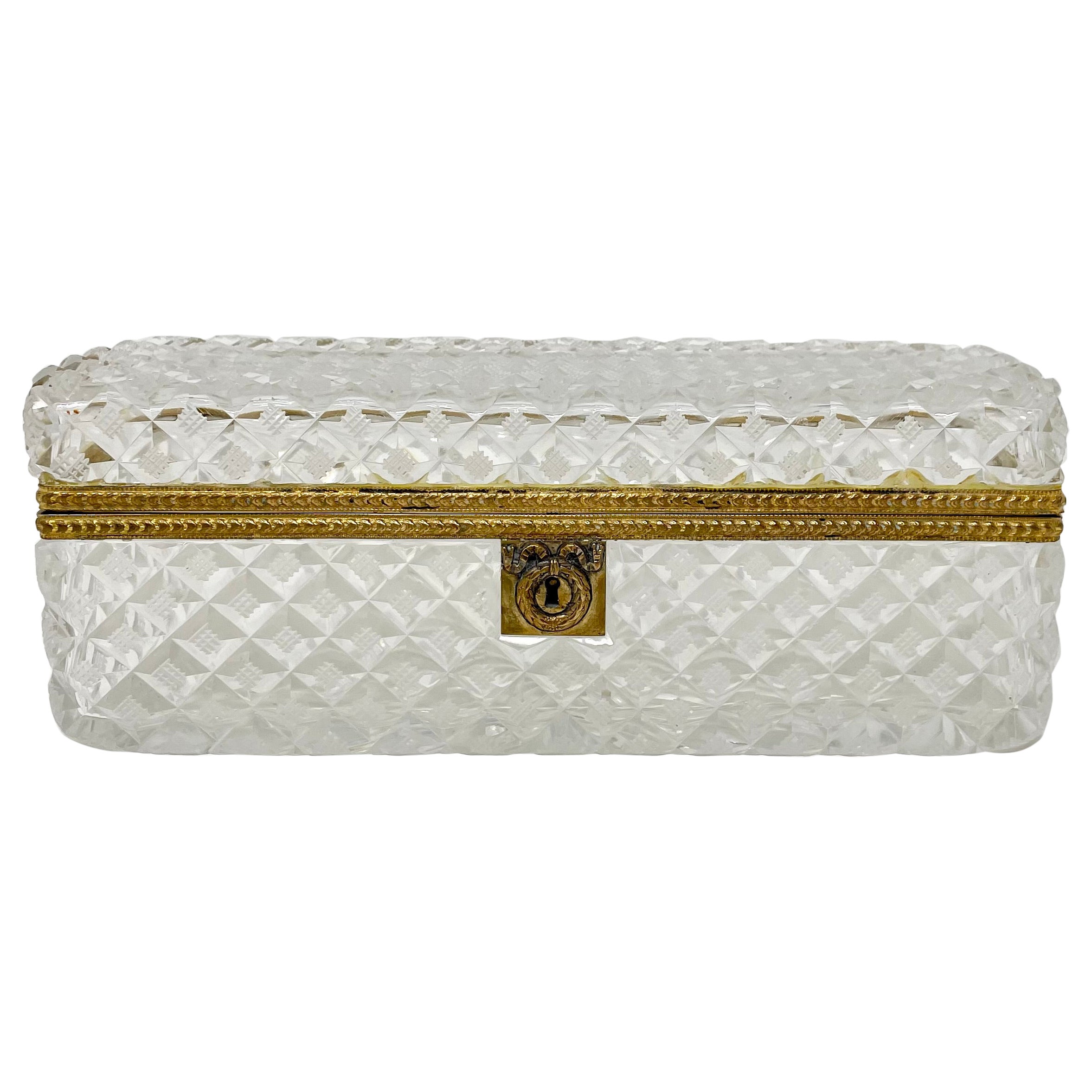 Antique French Cut Crystal Box with Bronze Mounts at 1stDibs