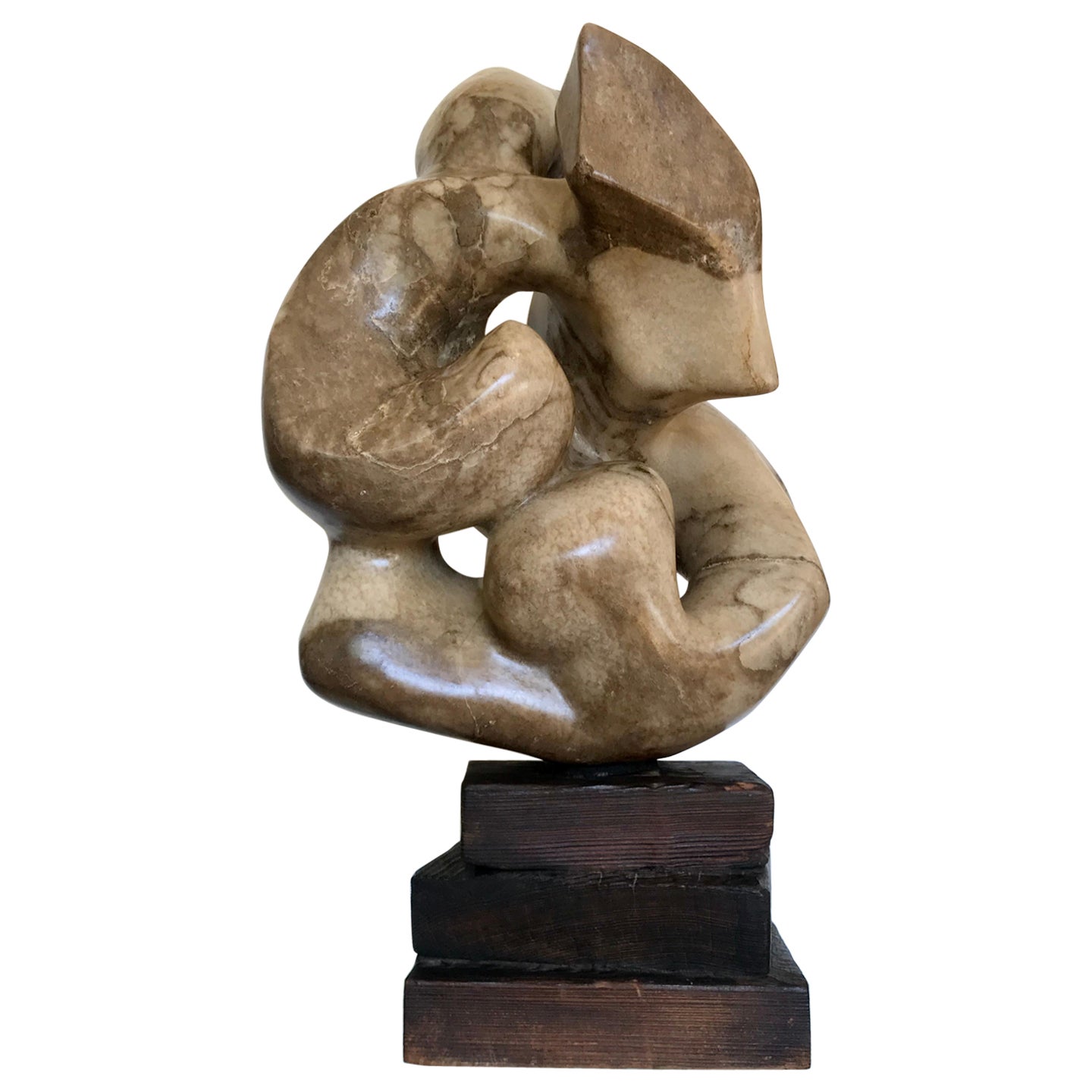 Grande sculpture en verre amorphe de 28 cm de haut avec inclusions de ...