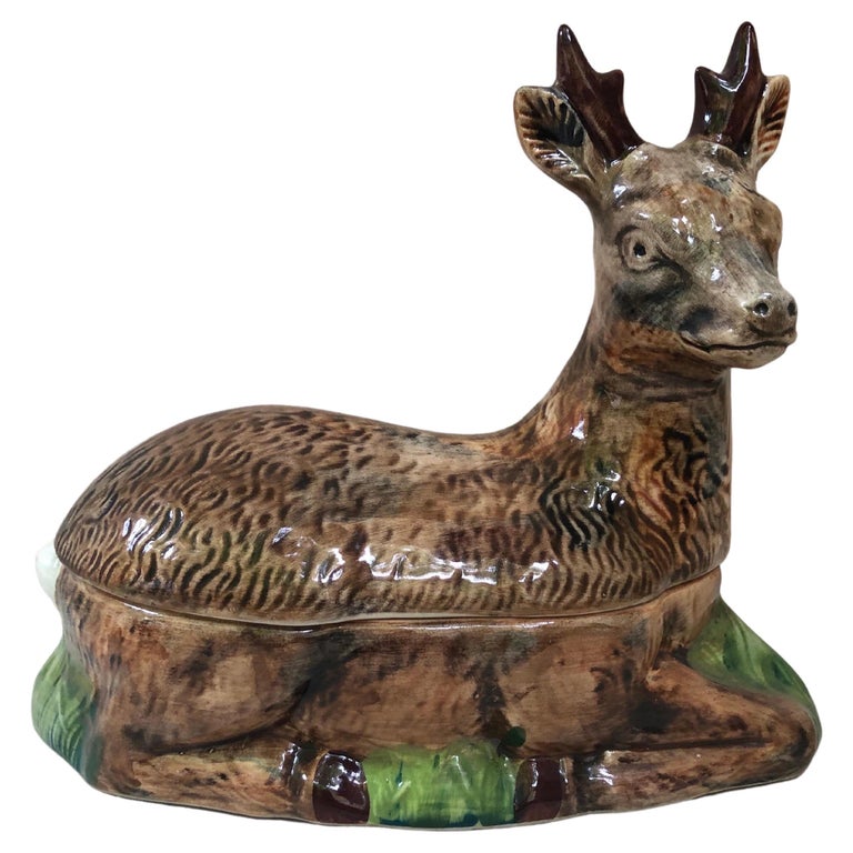 Majolica Brown Deer Tureen Caugant, circa 1950 at 1stDibs