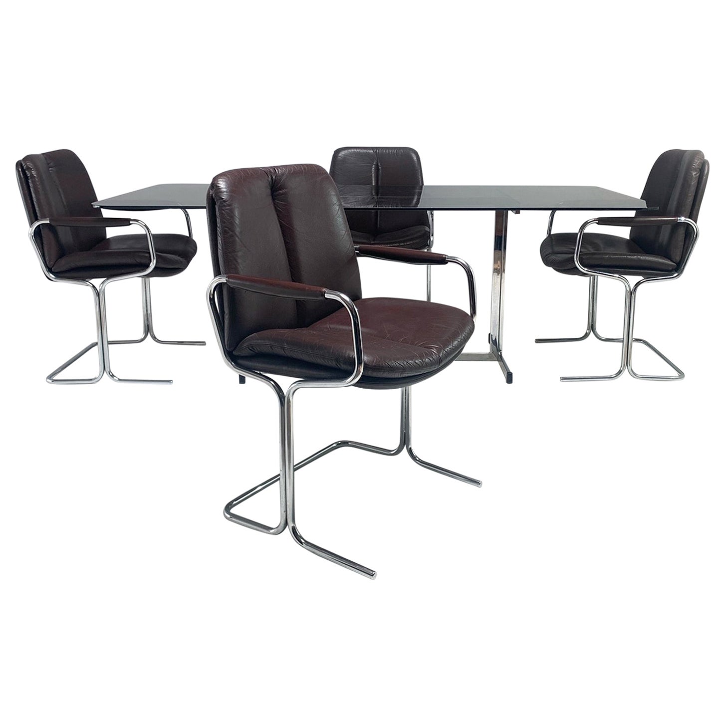 1970’s Mid-Century Pieff Extra Large Dining Table and 4 Eleganza ...