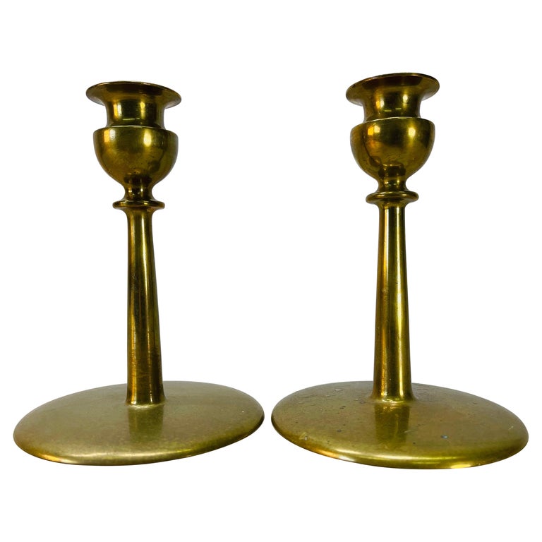 1960s Brass Candlestick Holders, Pair For Sale at 1stDibs