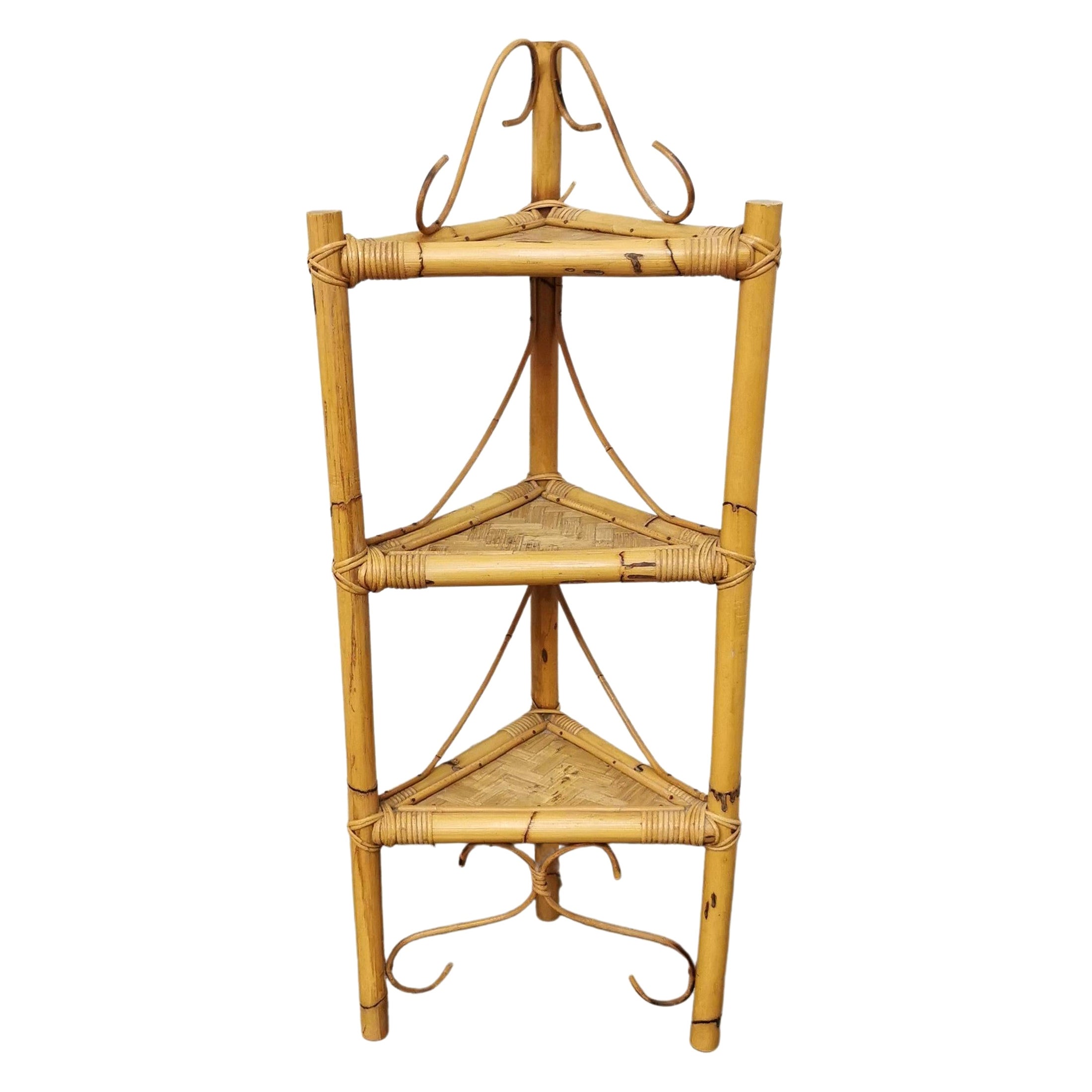 Midcentury Corner Cabinet Cupboard Bamboo Rattan Italian Design 1960s ...