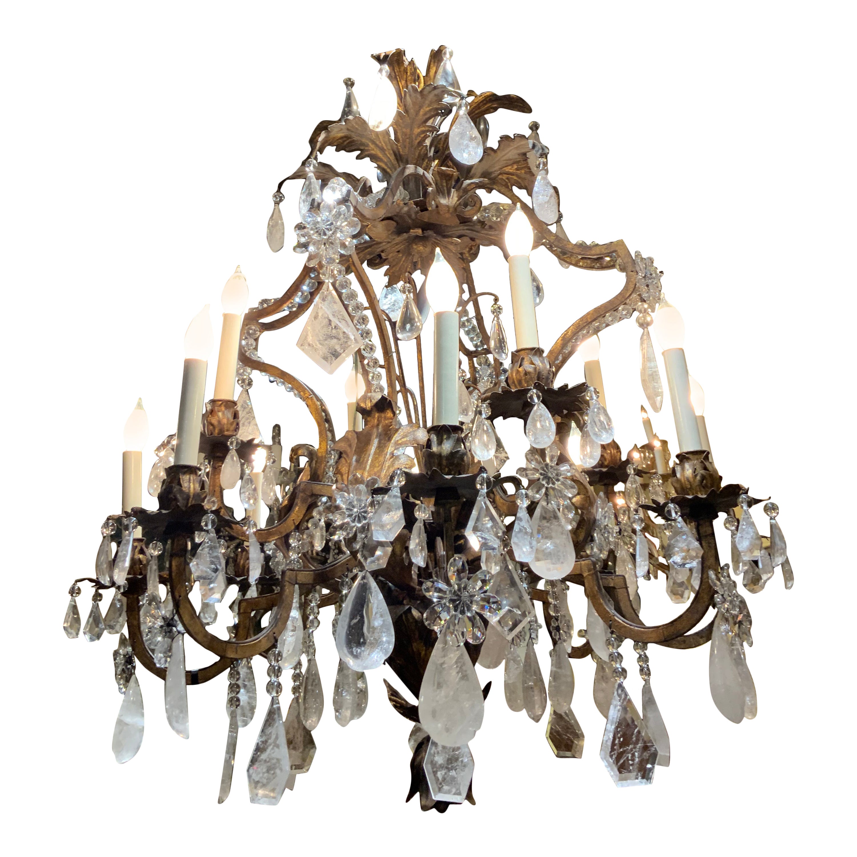 Antique Reproduction Italian Chandelier with Beaded Arms and Rock Style ...