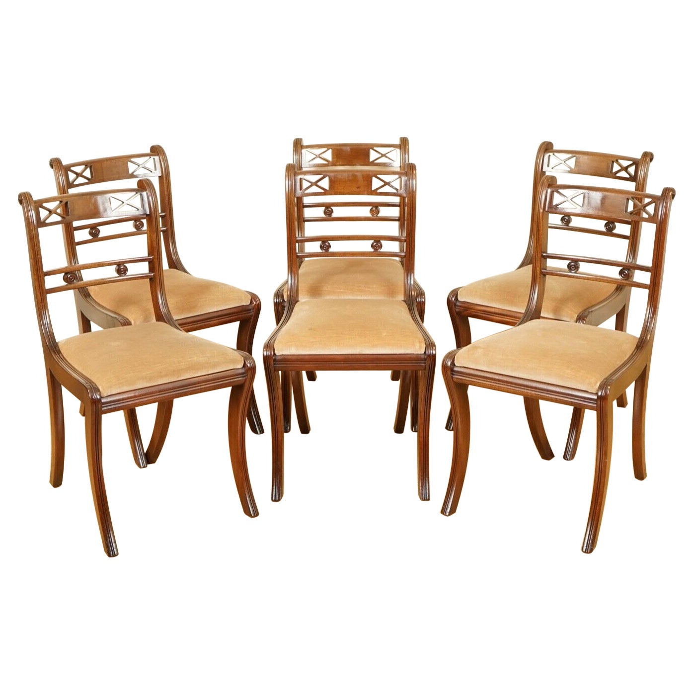 Exceptional Set of Six Sabre Leg Dining Chairs For Sale at 1stDibs