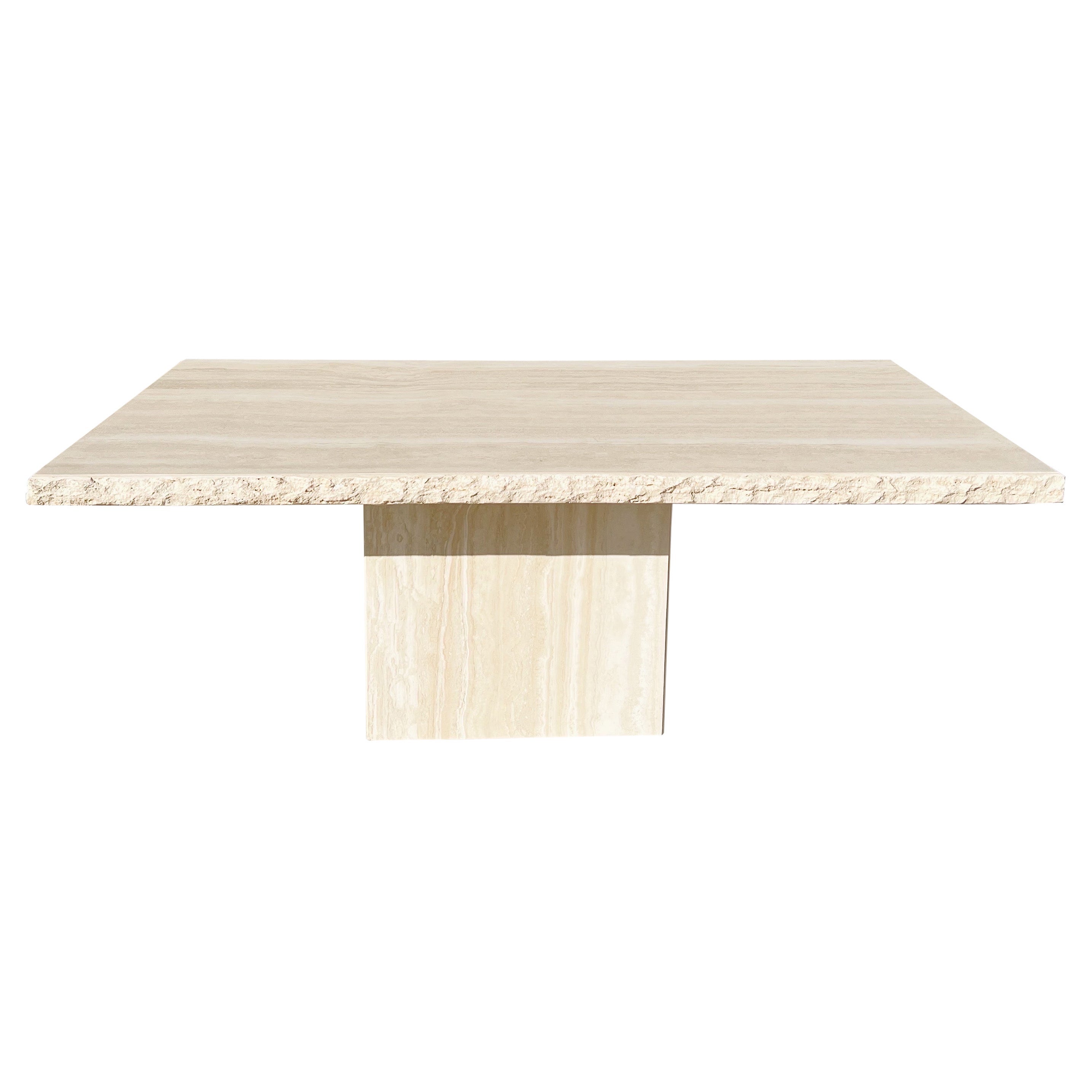 Vintage Modern Italian Travertine Rectangular Rough Edge Dining Table ...