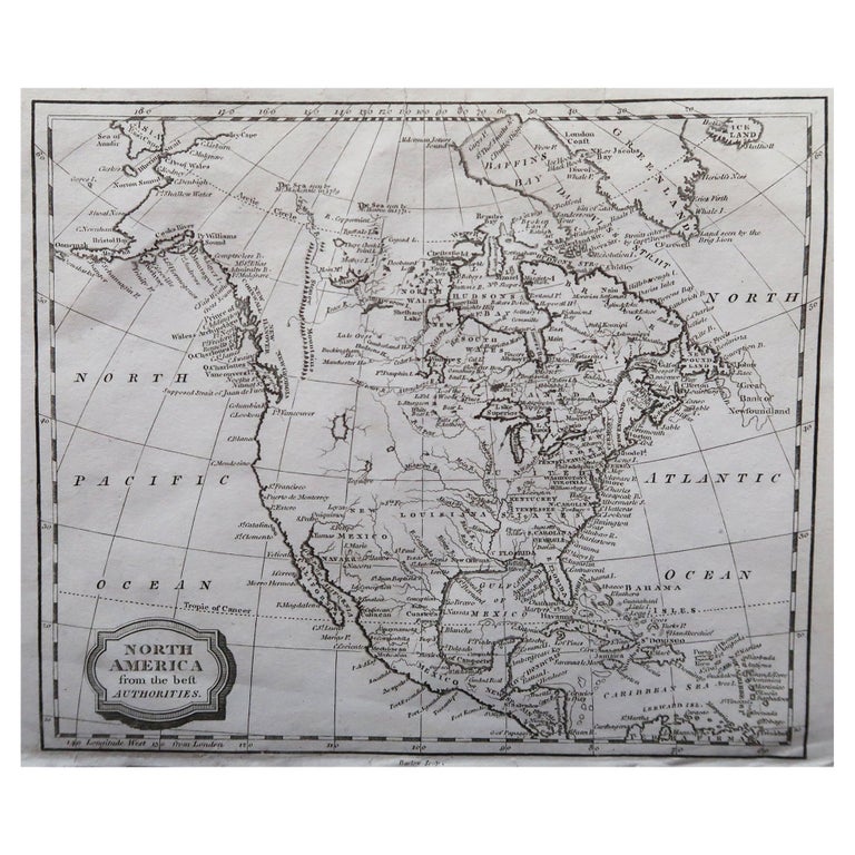 Original Antique Map of North America, Engraved By Barlow, 1806 at 1stDibs