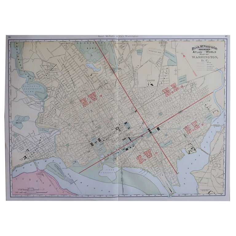 Large Original Antique City Plan of Washington D.C. USA, 1894 For Sale ...