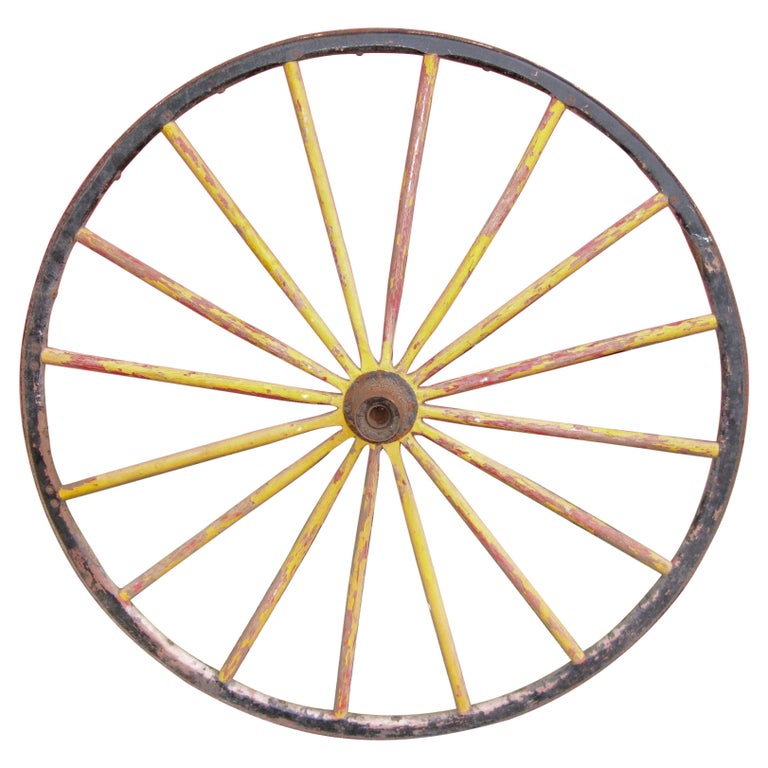 Two Early Painted Wood and Metal Wagon or Fire Engine Wheels For Sale ...
