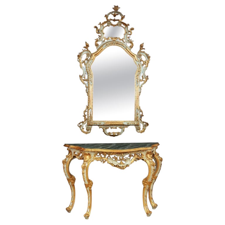 Mirror Console Table in Louis XV Rococo Style, Venetian For Sale at 1stDibs