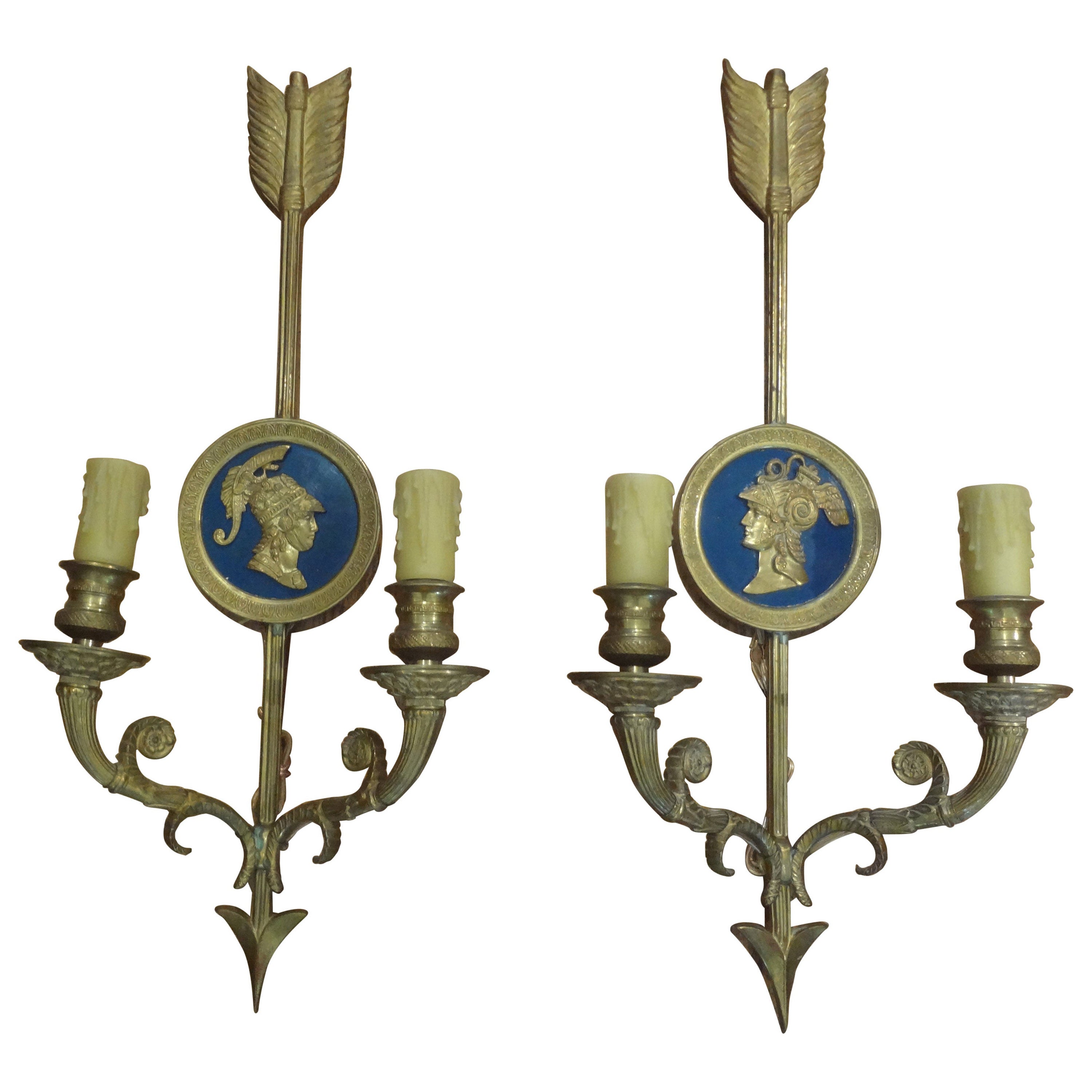 Unique Neoclassical French Revolution Style Double Sconces' 1950s For ...