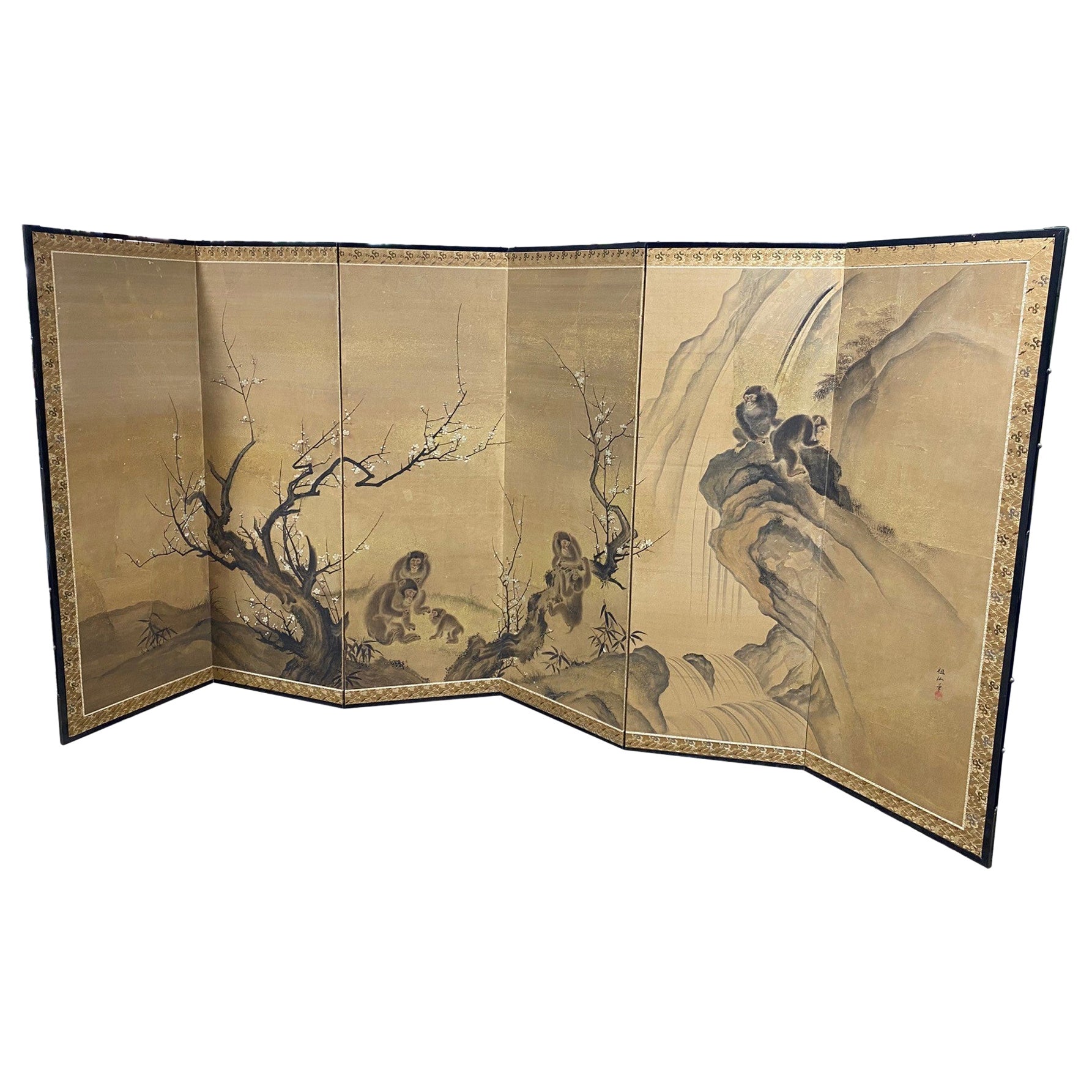 Japanese Edo Period (1615-1868) Six Panel Screen For Sale at 1stDibs