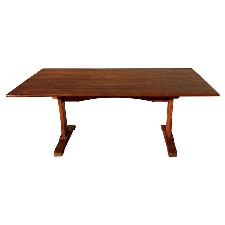 Vintage Modern Walnut Wood Rectangular Dining Table at 1stDibs